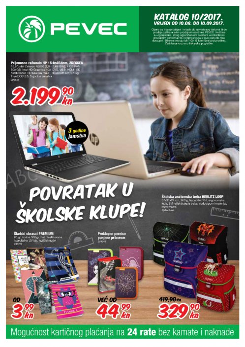 Pevec katalog Povratak u školske klupe 10.08.-10.09.2017. - Njuškalo katalozi
