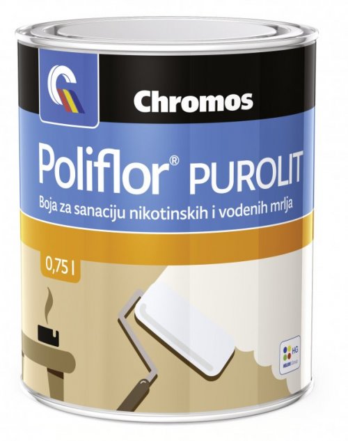 Boja za sanaciju nikotina i vodenih mrlja POLIFLOR Purolit 700 ml ...