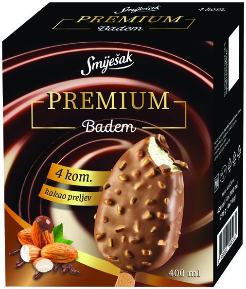 Sladoled Premium štapić badem Smiješak 4x100 ml - Boso - Akcija ...