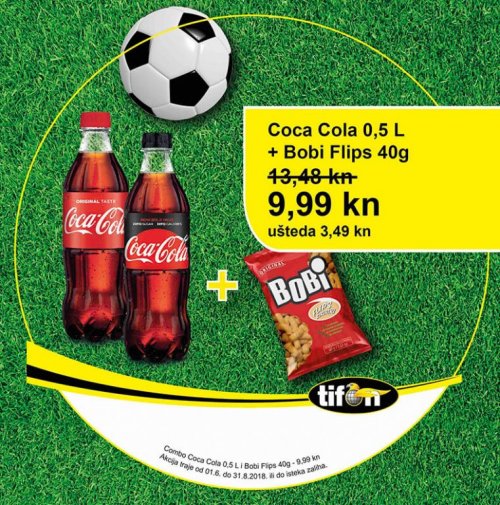 Coca Cola 0,5 l + Bobi Flips 40 g - Tifon - Akcija - Njuškalo katalozi